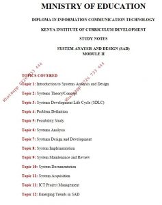 Systems Analysis & Design(SAD) pdf KNEC notes - pdf notes