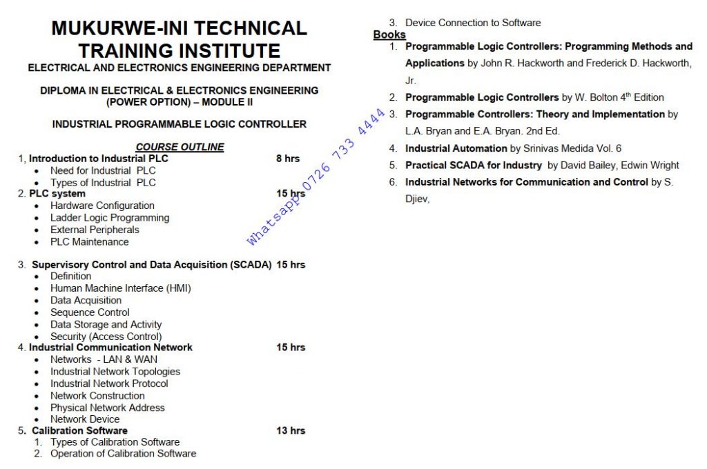 Industrial Programmable Logic Controllers (PLCS) Pdf KNEC notes - pdf notes