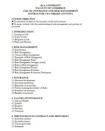 Risk and Insurance Management notes - pdf notes
