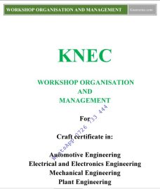 Workshop Organisation and Management notes - KNEC - pdf notes