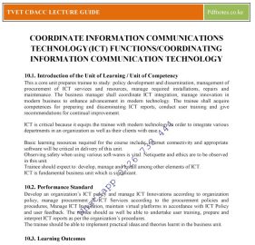Coordinating Information Communication Technology(CICT) Learning Guide ...