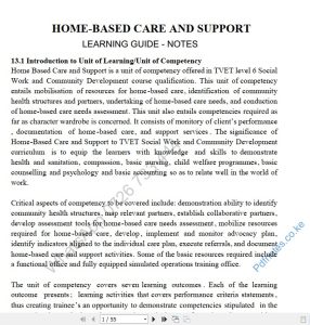Home-Based Care and Support Pdf notes TVET CDACC Level 6 CBET - pdf notes