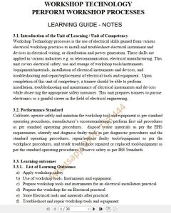 Workshop Technology Pdf Notes TVET CDACC level 6 CBET - [Electrical ...