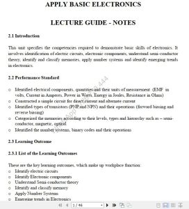 Apply Basic Electronics Pdf notes TVET CDACC Level 6 CBET - pdf notes