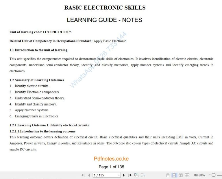 Basic Electronics Skills Pdf notes Level 5 TVET CDACC CBET - pdf notes