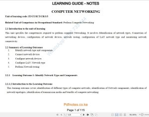 Perform Computer Networking Pdf notes Level 5 TVET CDACC CBET - pdf notes