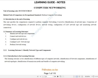 Perform Computer Networking Pdf notes Level 5 TVET CDACC CBET - pdf notes