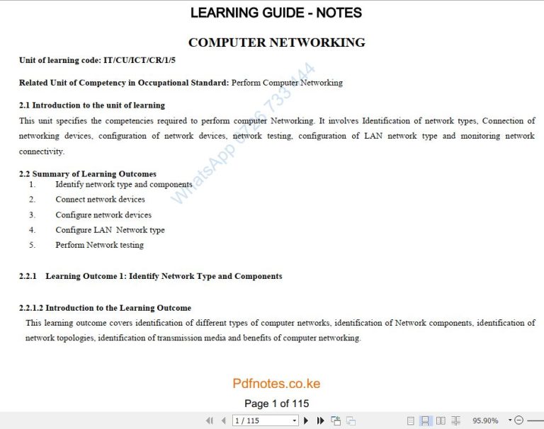Perform Computer Networking Pdf notes Level 5 TVET CDACC CBET - pdf notes