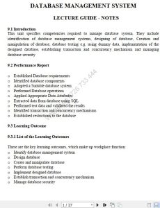 Manage Database Systems Pdf notes TVET CDACC Level 6 CBET - pdf notes