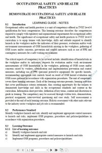 Occupational Safety and Health Practices (OSHP) Pdf notes TVET CDACC ...