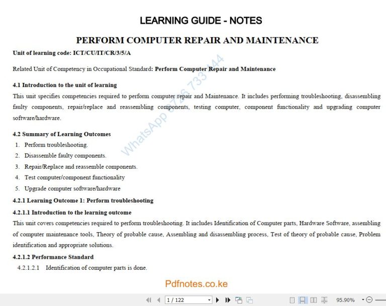 Perform Computer Repair and Maintenance Pdf notes Level 5 TVET CDACC ...