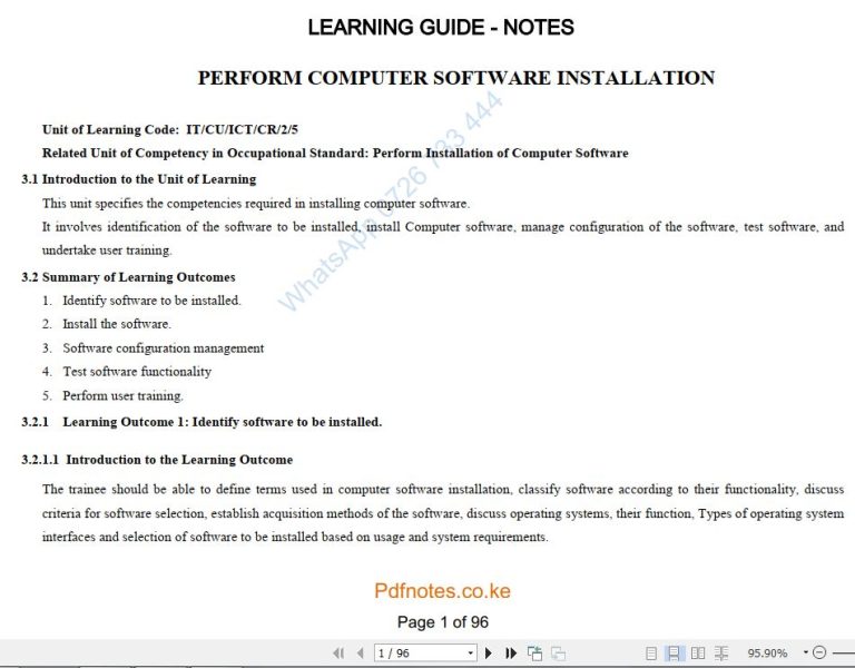 Perform Computer Software Installation Pdf notes Level 5 TVET CDACC ...