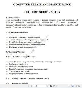 Perform computer repair and Maintenance Pdf notes TVET CDACC Level 6 ...