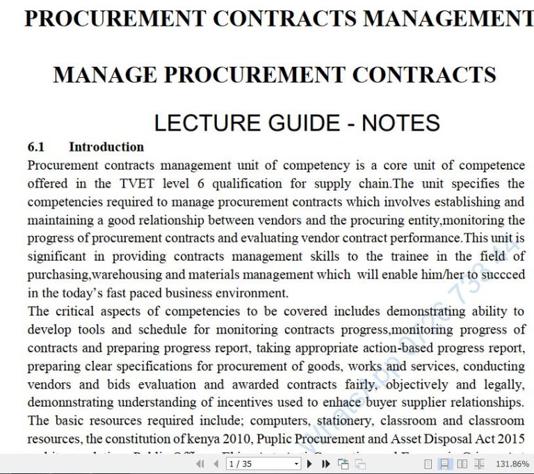 Procurement Contracts Management/Manage Procurement Contracts Pdf notes ...