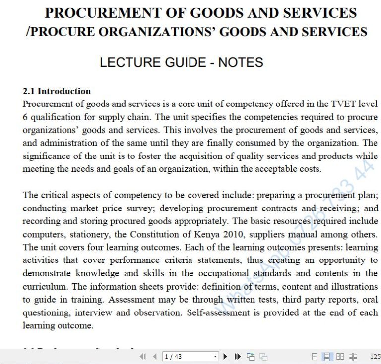 Procurement of Goods and Services/Procure Organizations’ Goods and ...