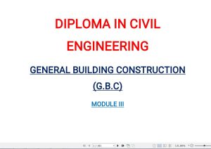 General Building Construction (G.B.C) III Pdf notes KNEC - pdf notes