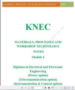 Materials, Processes and Workshop Technology KNEC Pdf Notes - pdf notes
