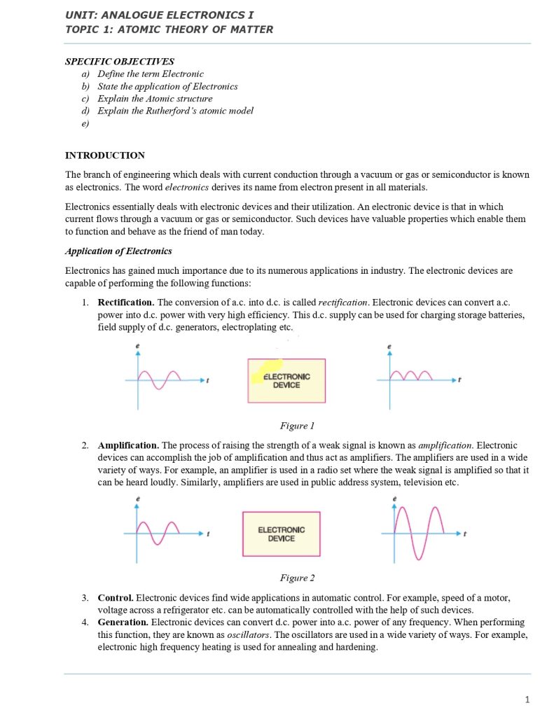 Analogue Electronics I KNEC Pdf Notes - pdf notes Analogue Electronics I KNEC Pdf Notes - pdf notes