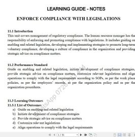 Enforce Compliance with Legislations Learning Guide Pdf notes TVET ...