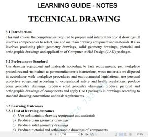 Technical Drawings Learning Guide Pdf notes TVET CDACC Level 6 CBET ...