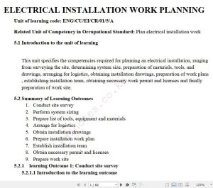 Electrical Installation Work Planning Pdf notes TVET CDACC Level 5 CBET ...