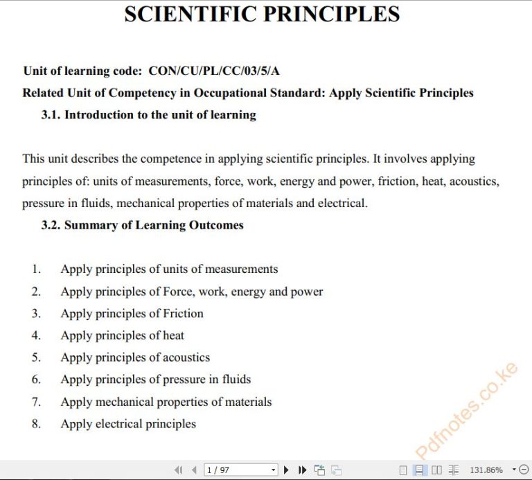 Scientific Principles Pdf notes Level 5 TVET CDACC - pdf notes
