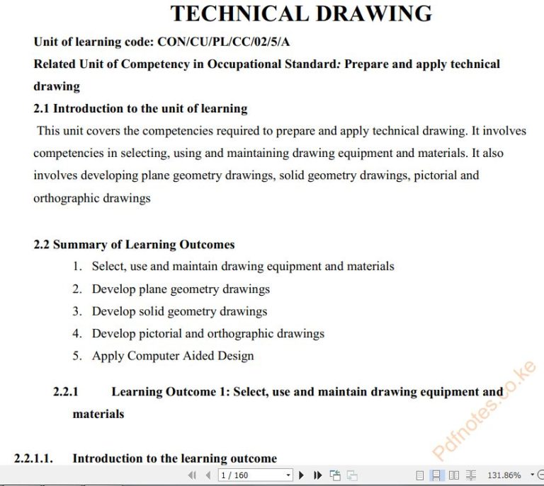 Technical Drawing Pdf notes Level 5 TVET CDACC (Plumbing) - pdf notes