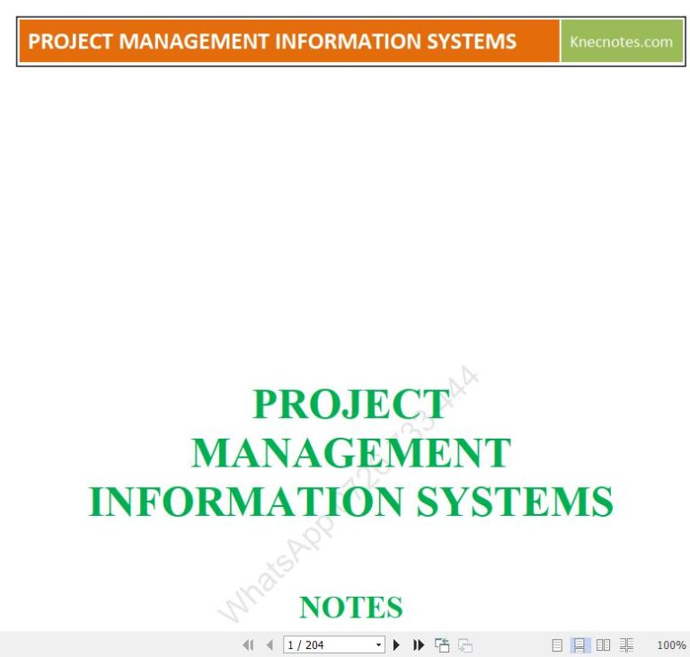 Project Management Information Systems (PMIS) Pdf notes - pdf notes