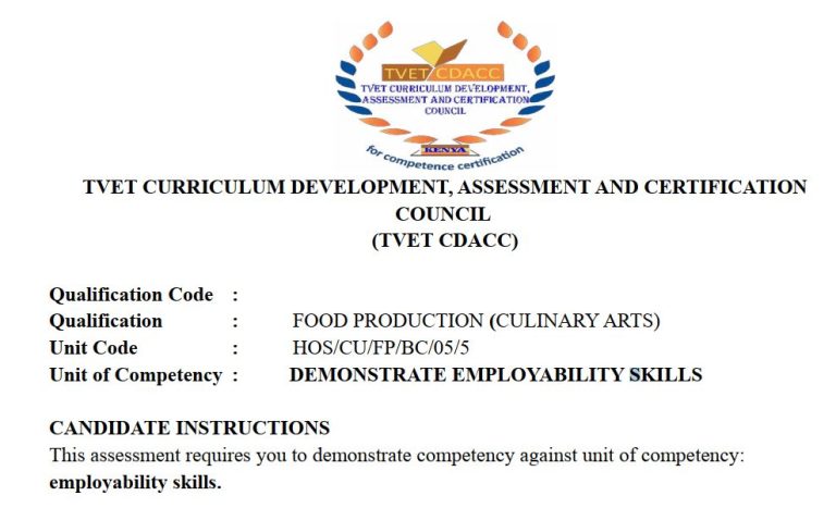 Employability skills - Past paperwork Questions and Answers TVET CDACC ...