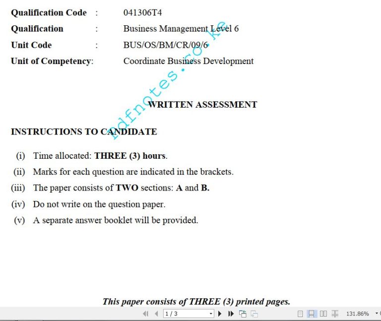 Coordinate Business Development Level 6 Tvet Cdacc July August 2023 Past Assessment Papers