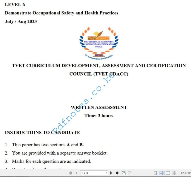 Demonstrate Occupational Safety and Health Practices(OSHP) Level 6 ...