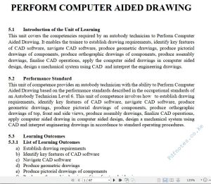 Computer Aided Drawing Pdf notes TVET CDACC Level 6 (Autobody) - pdf notes
