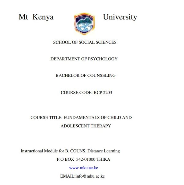 Fundamentals of Child and Adolescent Therapy Pdf notes - pdf notes